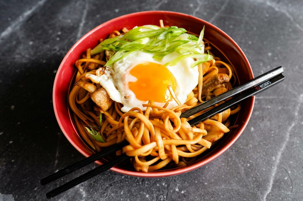 Sticky Soy & Sesame Dumpling Noodle Stir-fry - Mr. Chen's Dumplings